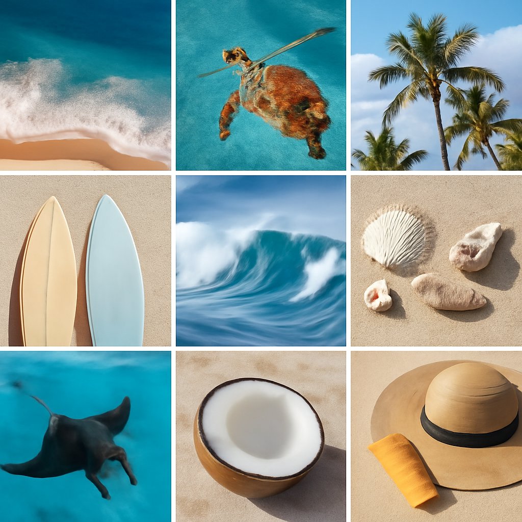 Ocean, turtles, ocean waves, palm trees, | Mood Board